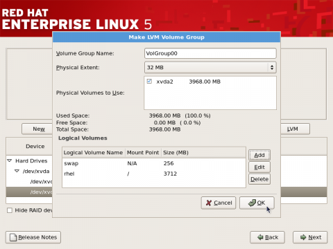 How to create LVM in anaconda when installing system ? - Red Hat Customer Portal