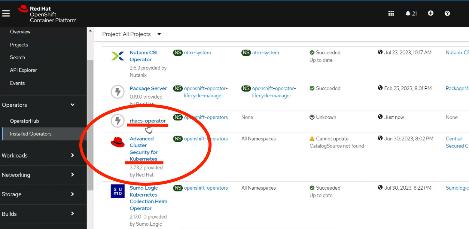 RHACS operators are duplicated - Red Hat Customer Portal