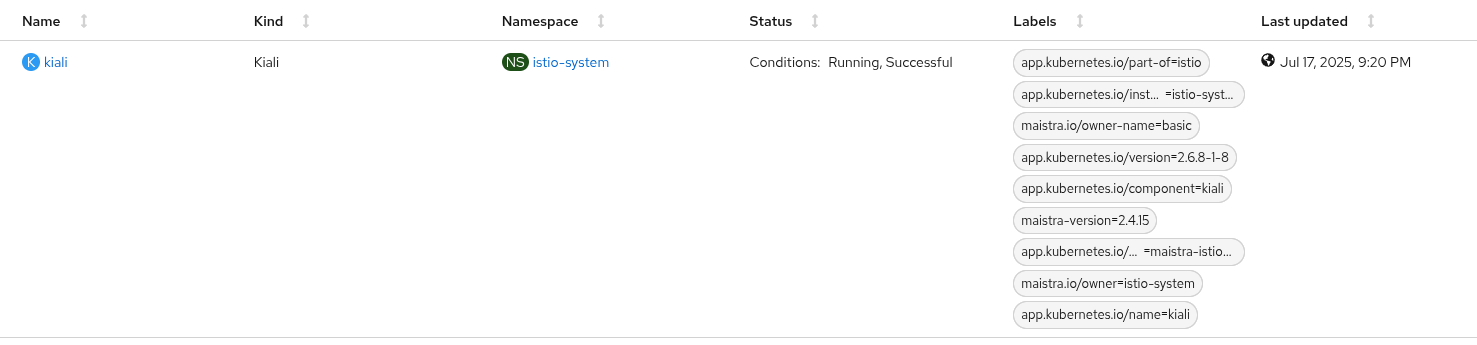 Kiali CR fails with "Asked to install a version [v1.57] that does not ...