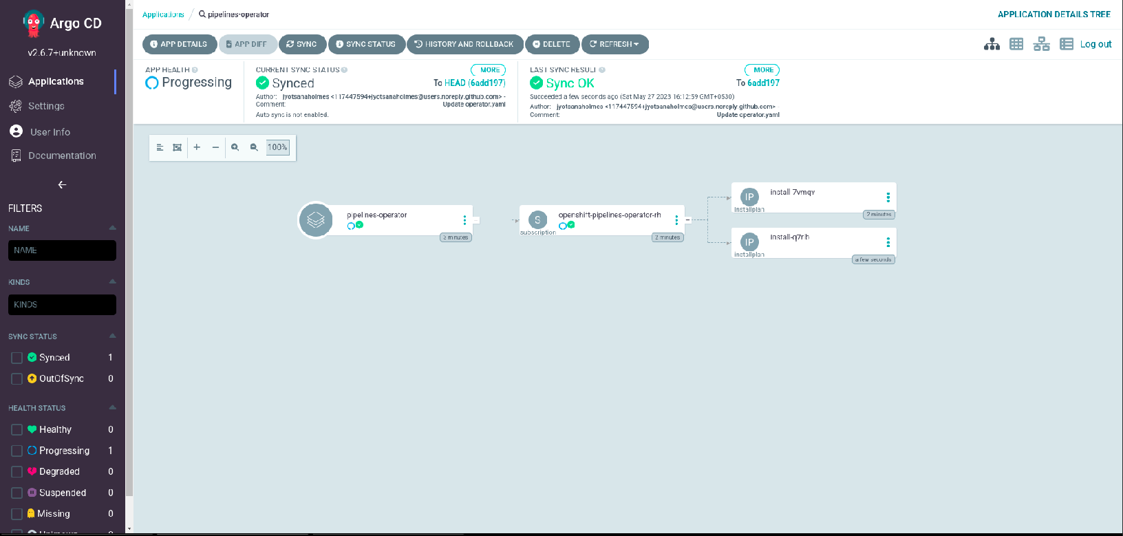 ArgoCD - App Health stays in "progressing" when new install plan for a ...