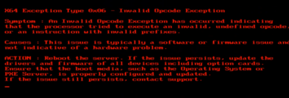 Server Fails to Boot with Red Screen "Invalid Opcode Exception" using grub2-2.02-162.el8_10 or ...