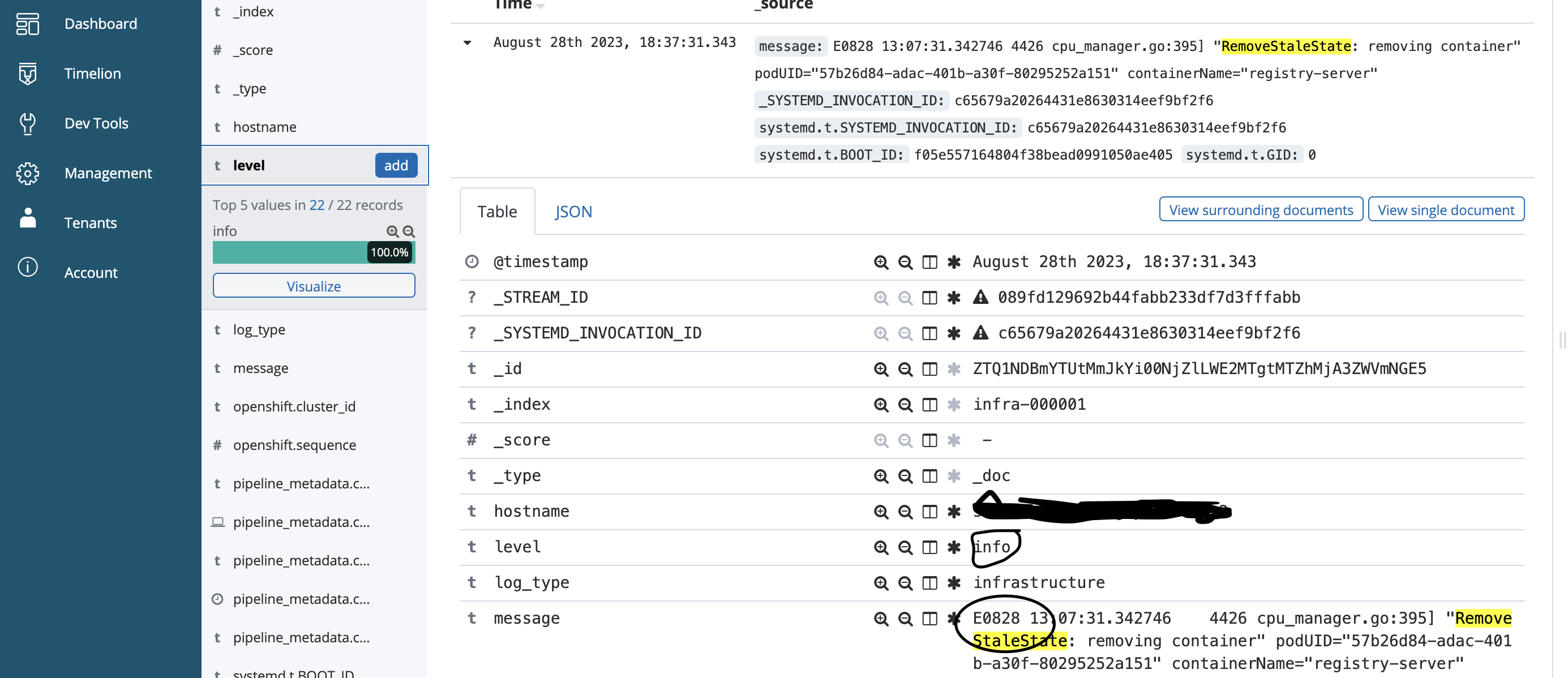 Log level of all kubelet logs shows info in Kibana - Red Hat Customer ...