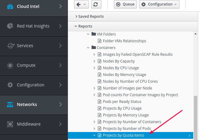 How to create a report on container project having resource quota ...