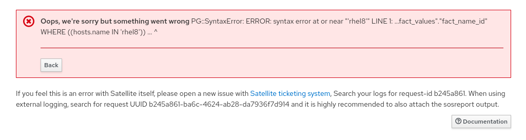 Error searching facts in Red Hat Satellite 6 using the operator ...