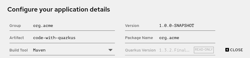 How to create a Quarkus (RHBQ) project using starting code page - Red ...