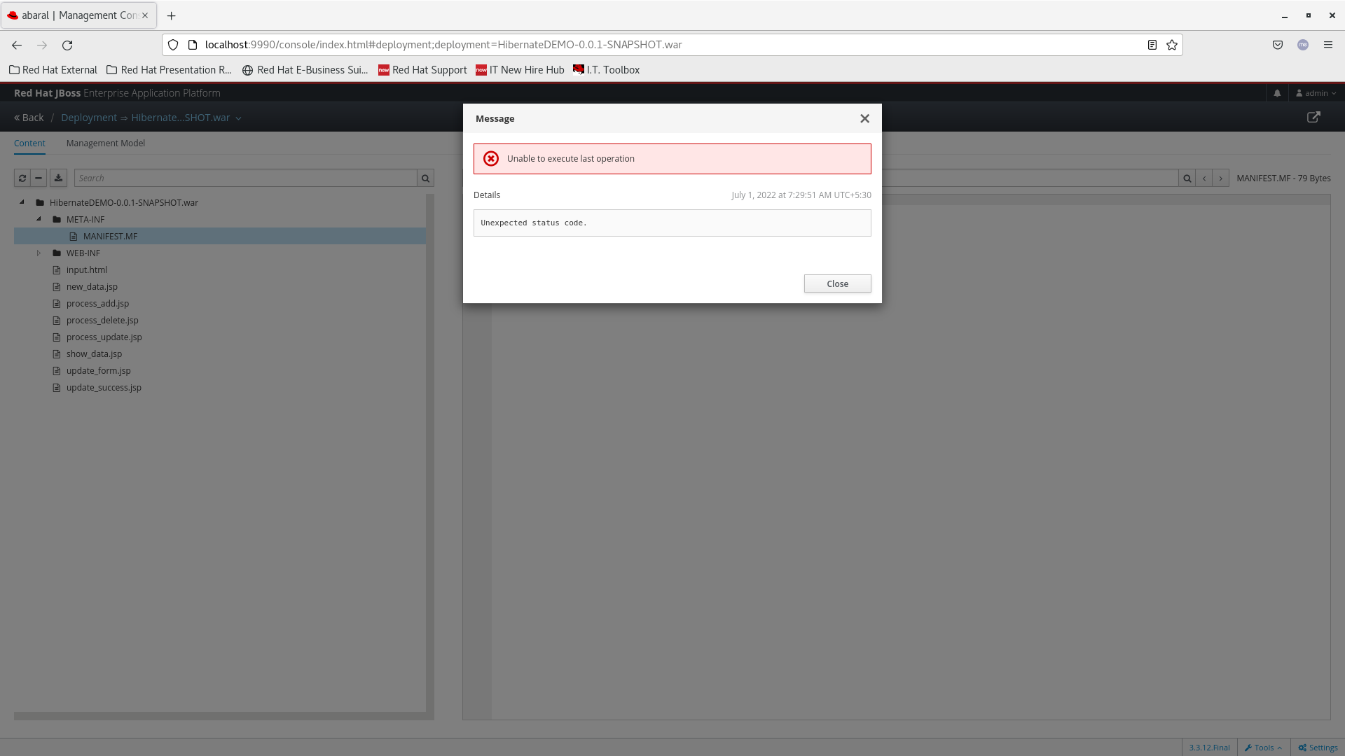 Deployment Information not displayed in admin console - Red Hat ...