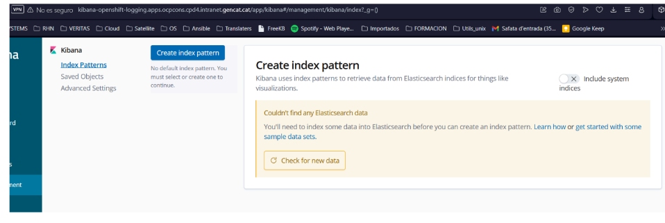 New user unable to create index pattern in kibana. - Red Hat Customer Portal