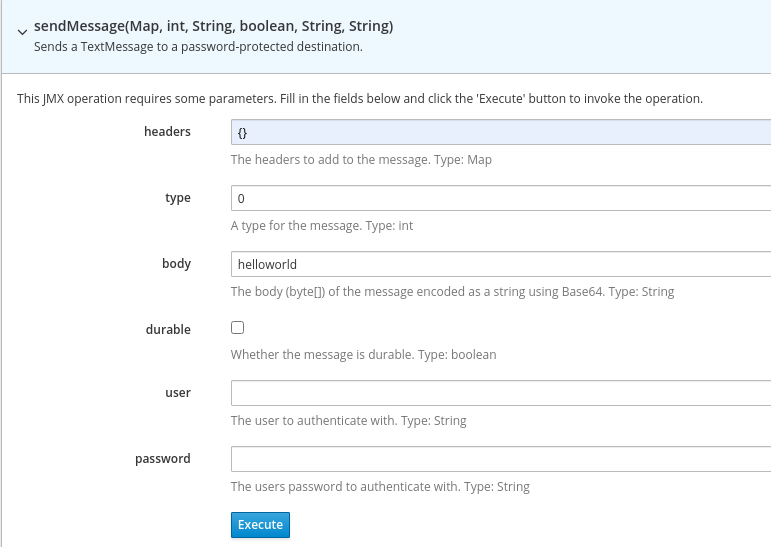 Amq Console Sendmessage Operation In Webconsole Requires Valid Json In The Header Field Red