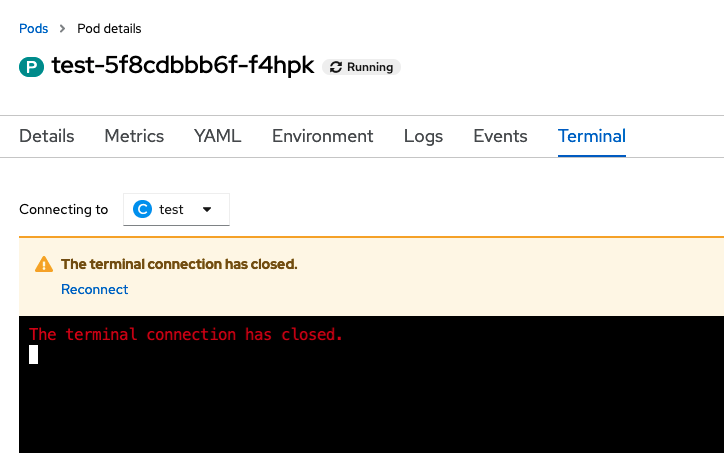 Opening Pods Terminal Fails With The Terminal Connection Has Closed In Openshift 4 Red Hat