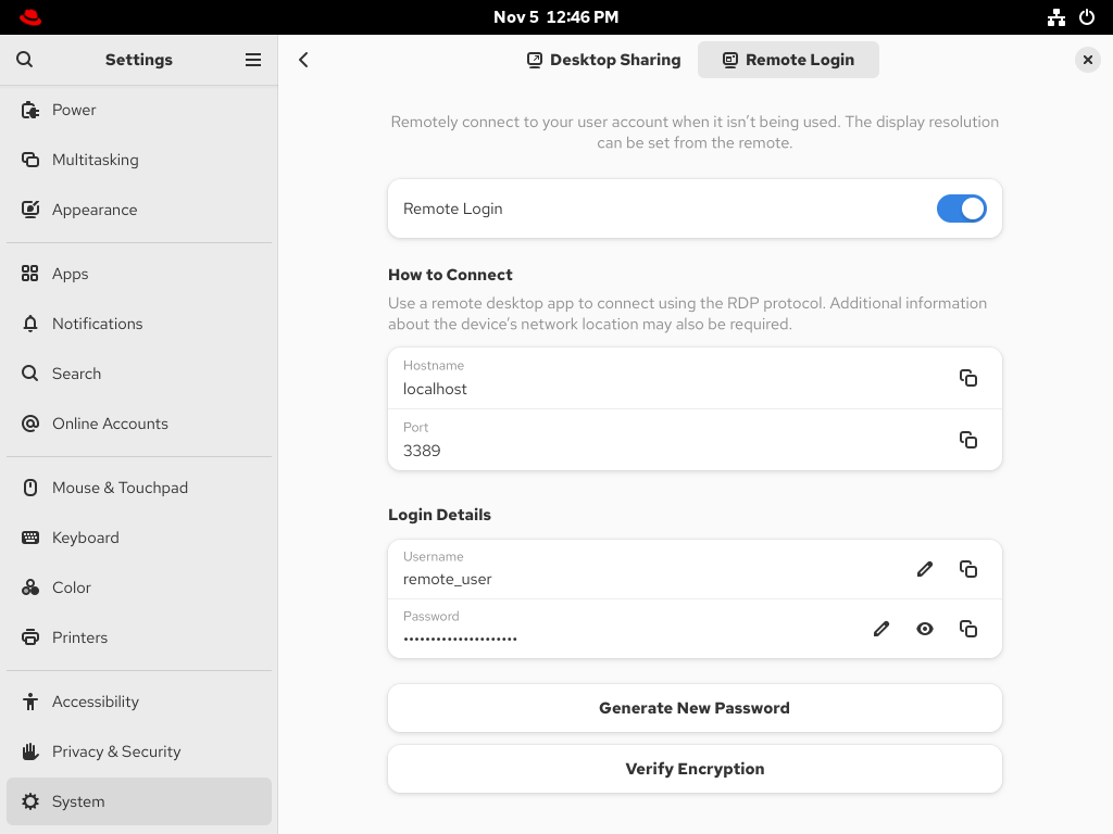 1.2. GNOME リモートログインの設定 | GNOME デスクトップ環境を使用した RHEL の管理 | Red Hat Enterprise Linux | 10 | Red Hat ...