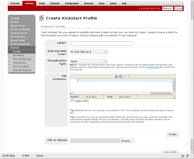 2.3. Kickstart Profiles | Getting Started Guide | Red Hat Satellite | 5.4 | Red Hat Documentation