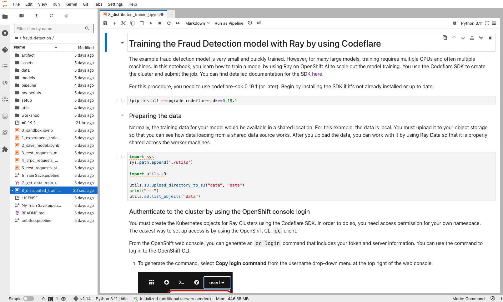 Chapter 6. Running a distributed workload | OpenShift AI tutorial ...